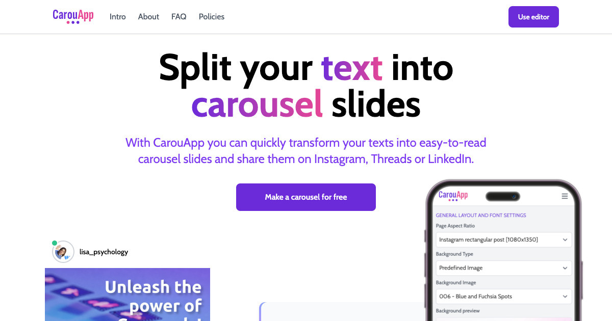 CarouApp - CarouApp (Carou.app) - Create Beautiful Carousels ...